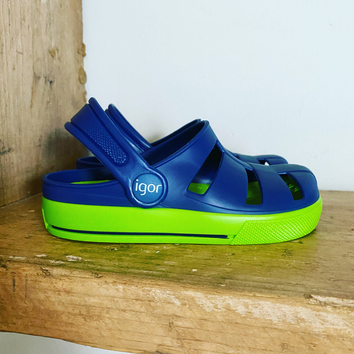 Igor Sandals Navy and Lime – Minis Shoe Shop